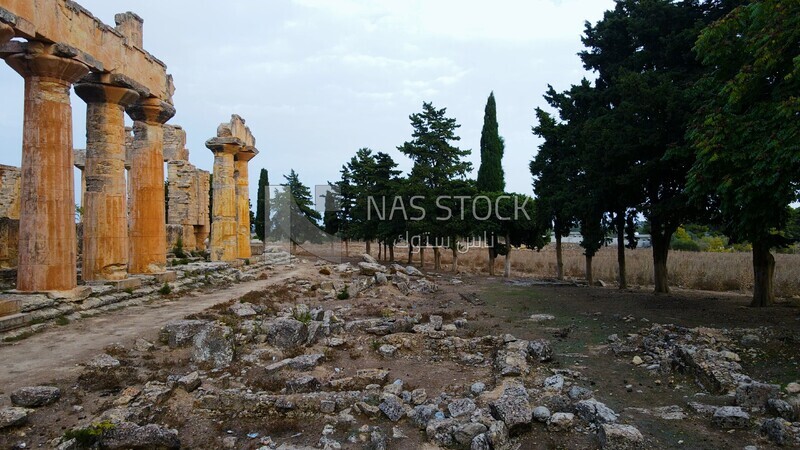drone footage of the Temple of Zeus, Cyrene, Libya, history of Libya ...