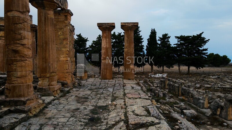 drone footage of the Cyrene archaeological site, Cyrenaica, Libya ...