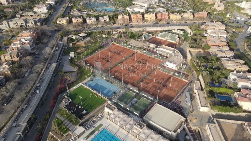 Drone footage of an overview for compounds in Zayed, Egypt