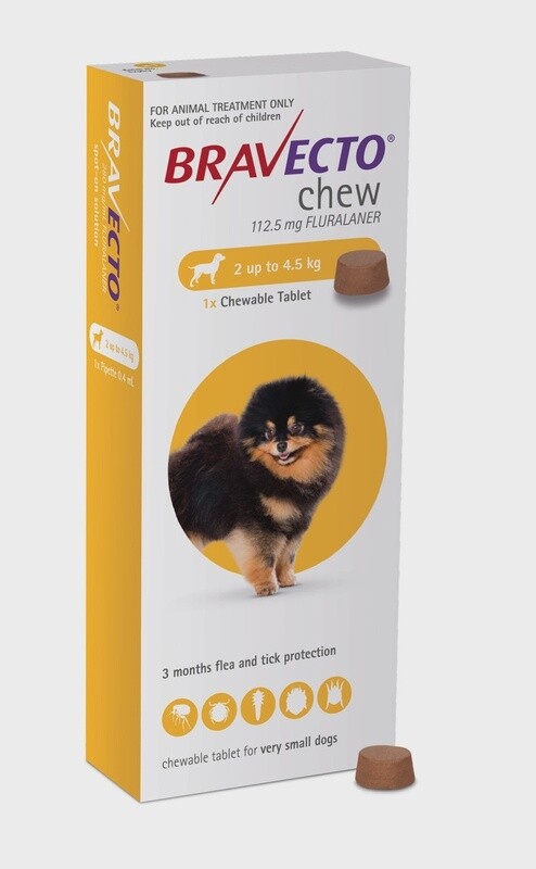 Bravecto Chewable tab XS Dog 2-4.5kg