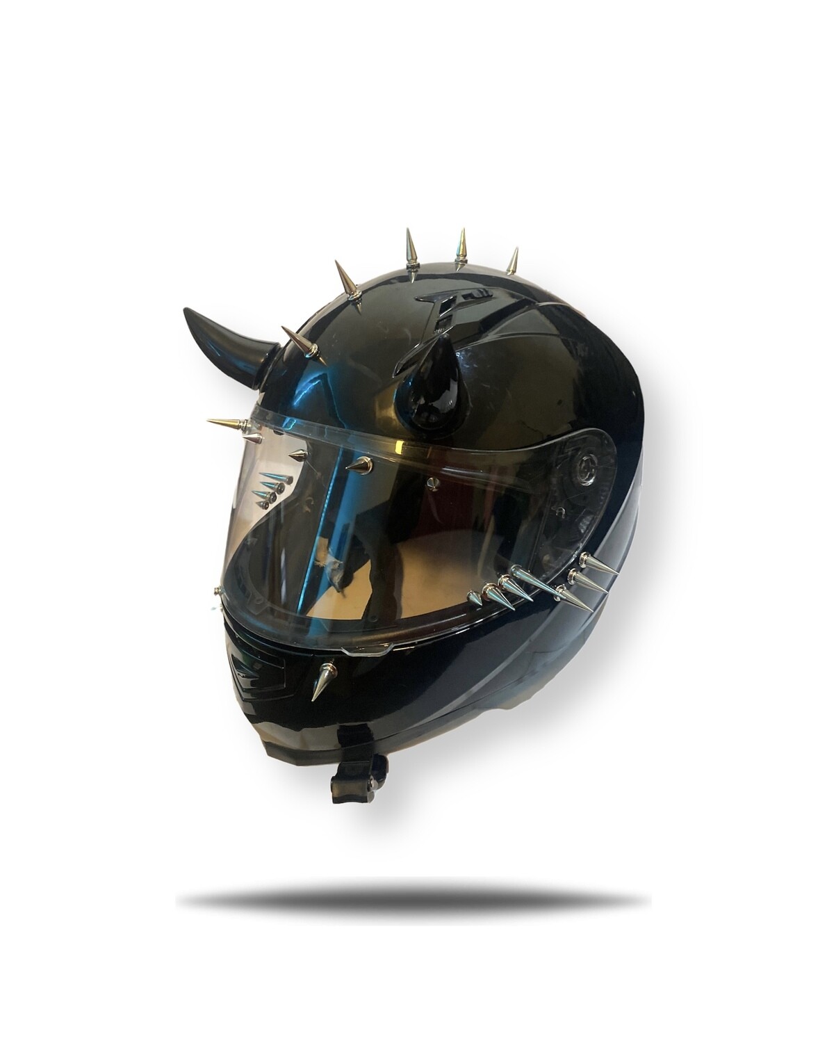 “Ghost rider” spiked motorcycle helmet