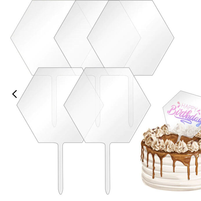 Acrylic Cake Topper Hexagon