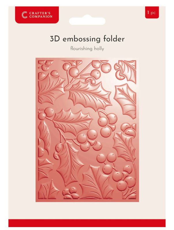 Crafter's Companion - 3D Embossing Folder, 5x7 Flourishing Holly