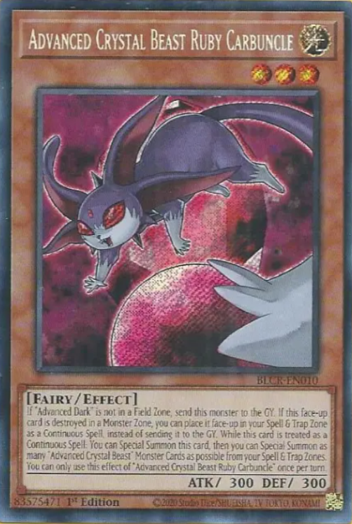 Advanced Crystal Beast Ruby Carbuncle - BLCR-EN010 - Secret Rare 1st ...
