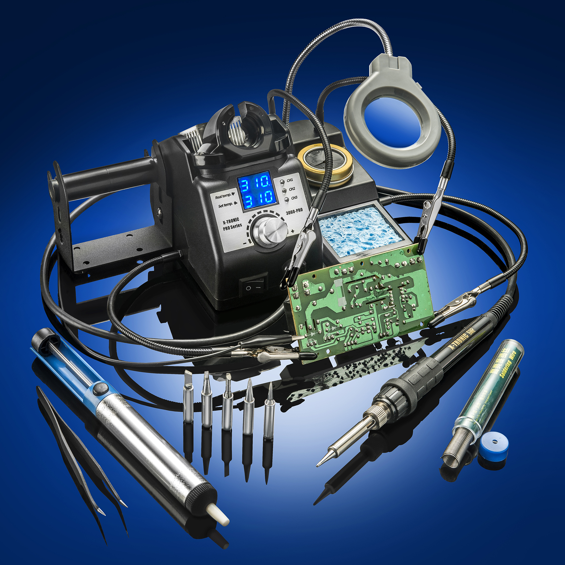 X-Tronic - Model 3060-PRO Double DigitalLED Soldering Station Complete ...