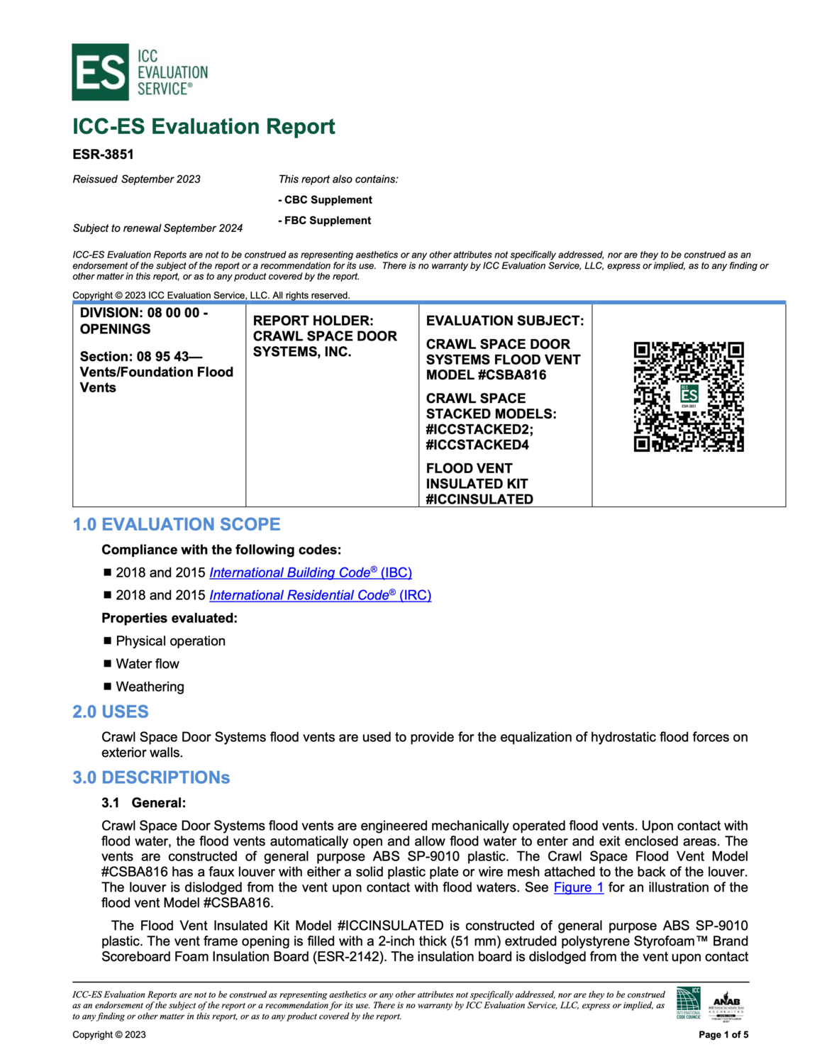 Crawl Space Icc Flood Vents