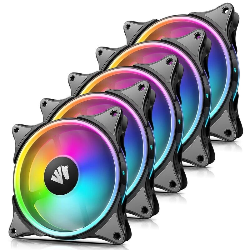 ASIAHORSE FS-9002 5 Pack ARGB 120mm Fans (Black)