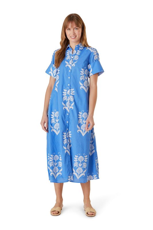 Gibbons Dress Mughal Flower Blue
