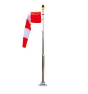 LIGHTED SOLAR POWERED HELIPAD WINDSOCK WITH FRAME AND POLE