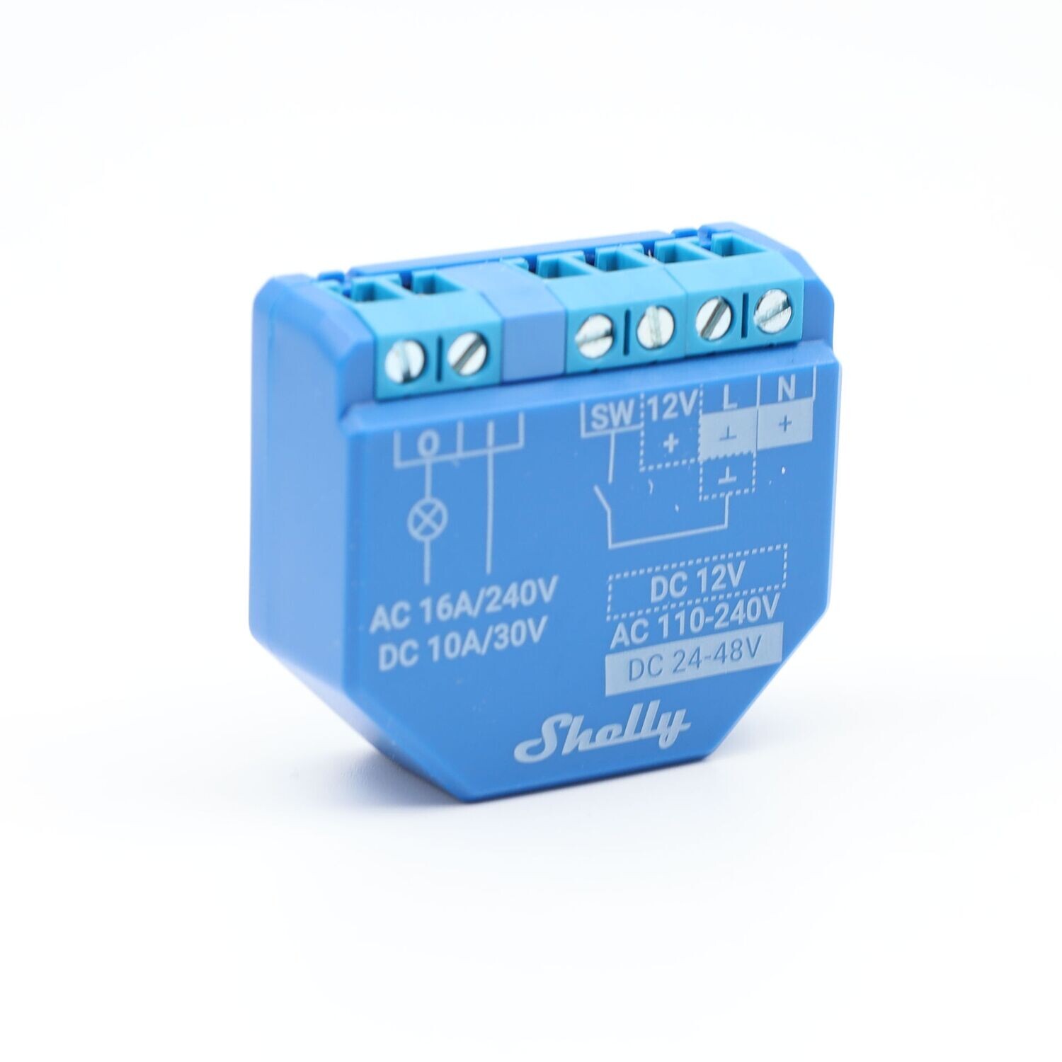 Shelly Plus 1 16A Ohjelmoitava Potentiaalivapaa WiFi rele Rasiaan