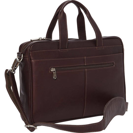 PIEL 3101 Hidden Pocket Laptop Briefcase - Chocolate