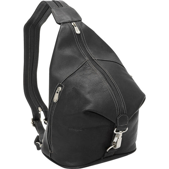 PIEL 9931 Three-Zip Hobo Sling - Black