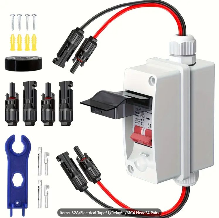 PV Circuit Breaker 63A, Battery Isolator DC Breaker 2-Pin Cable Solar ...