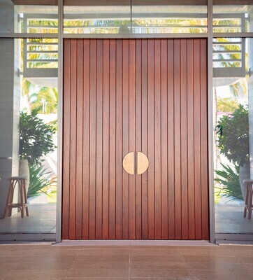 Door Handle | FLAT Half Moon Timber ENTRY SET | Online Store