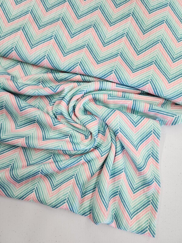 *Unique Design* Poly Ribbed Knit Chevron Mint