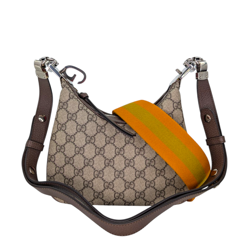 Gucci GG Supreme Monogram Textured Calfskin Web Small Attache Shoulder Bag