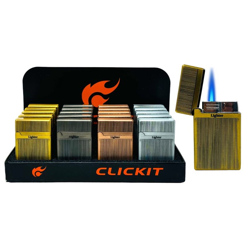 Clickit Metallic Finish Flip Single Torch Lighters