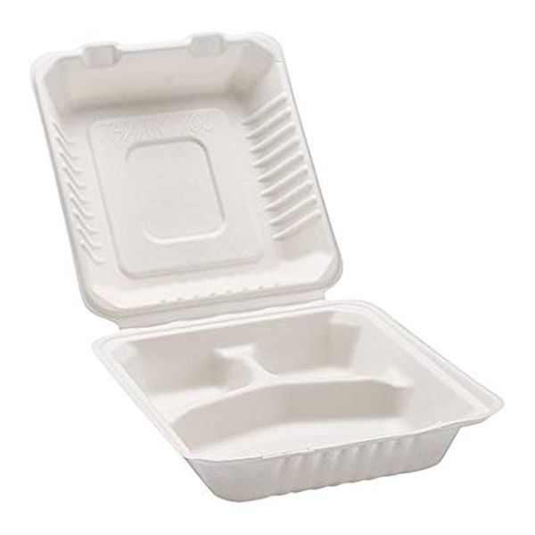 AFD 8'' - 3 COMP. CLAMSHELL FOOD CONTAINER 2X100CT
