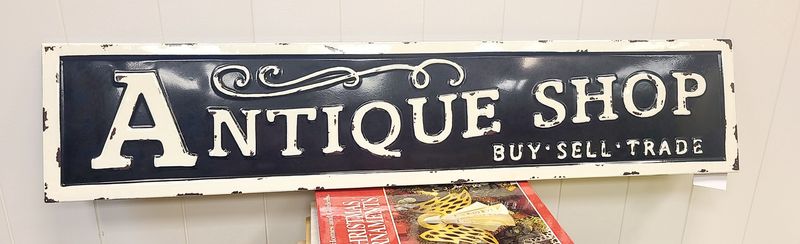 ENAMEL ANTIQUE SHOP SIGN
