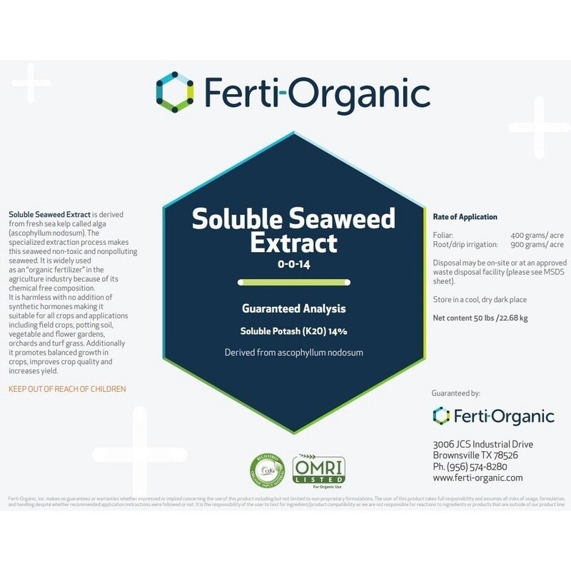 Ferti-Organic Soluble Seaweed Extract / Kelp 0-0-14 bulk per pound