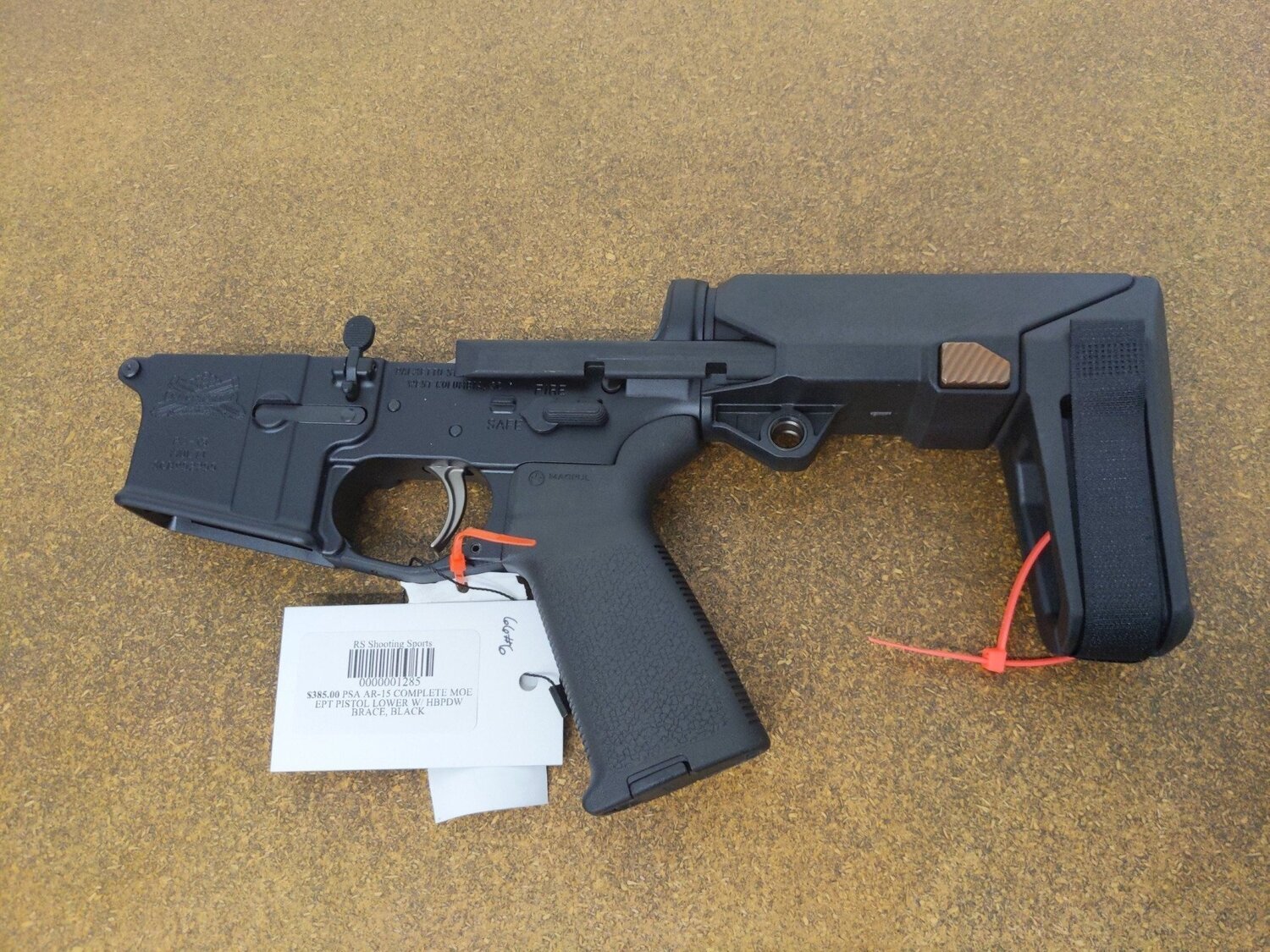 PSA AR-15 COMPLETE MOE EPT PISTOL LOWER W/ HBPDW BRACE, BLACK