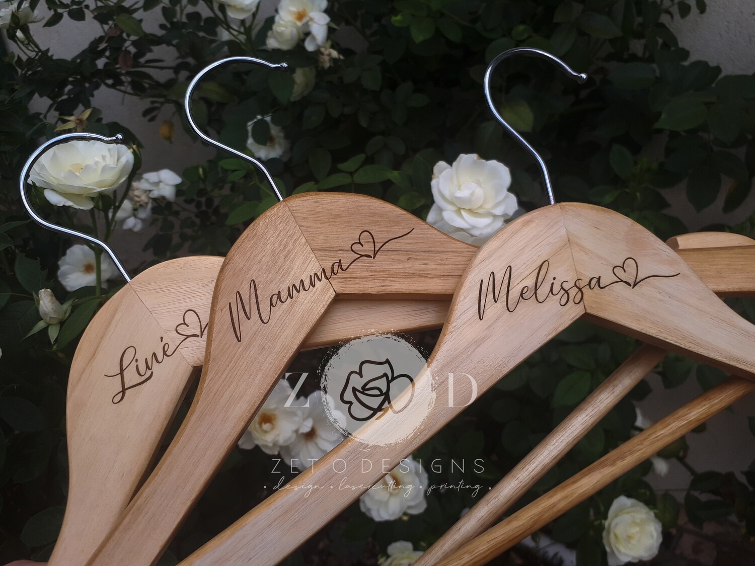Personalized Wooden Hangers for Wedding Attire - Unique Custom Designs