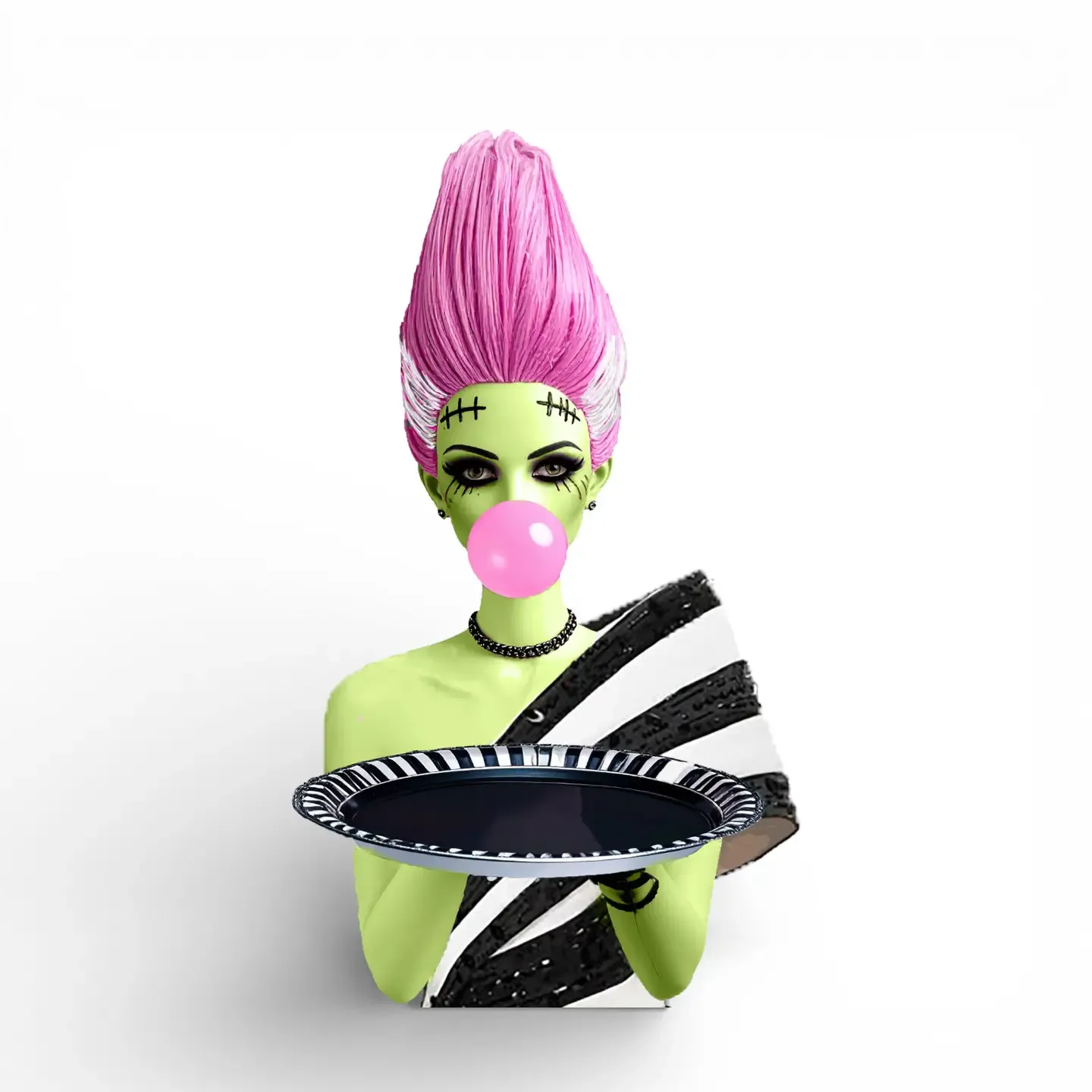 PRE-ORDER 18" Pink Haired Bubblegum Monster Bride With Serving Tray ...
