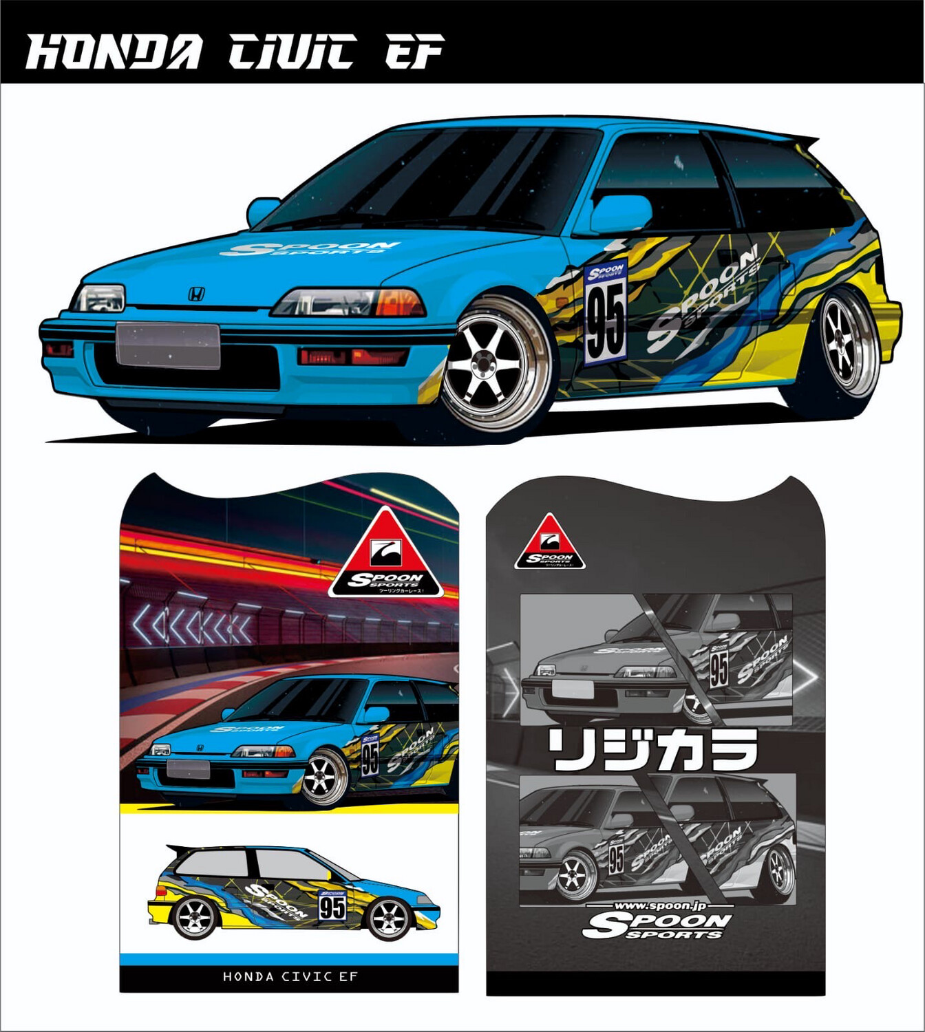 [PREORDER] Honda Civic EF Spoon Sports Livery Hot Wheels Custom