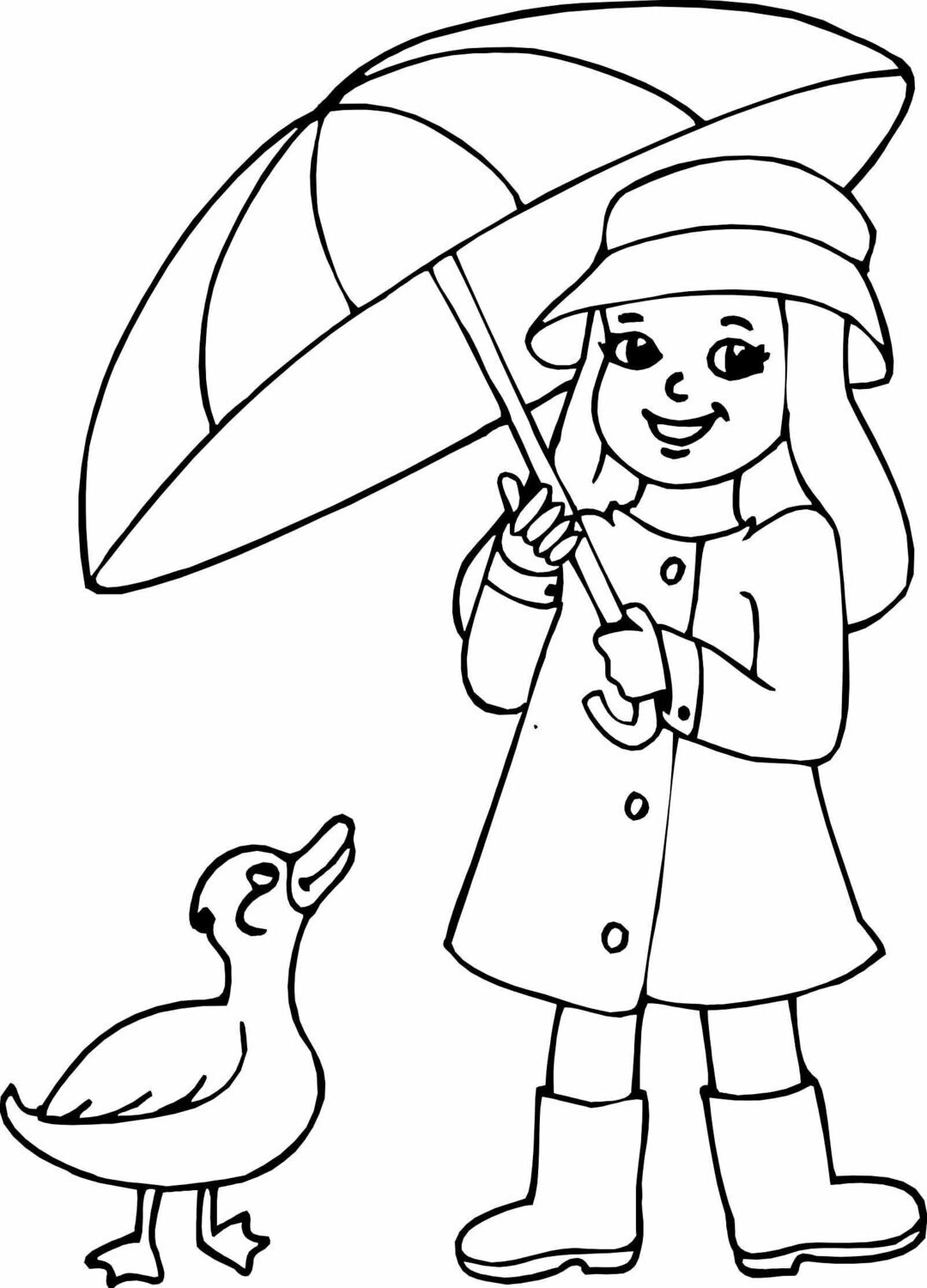 Duck With Umbrella Drawing