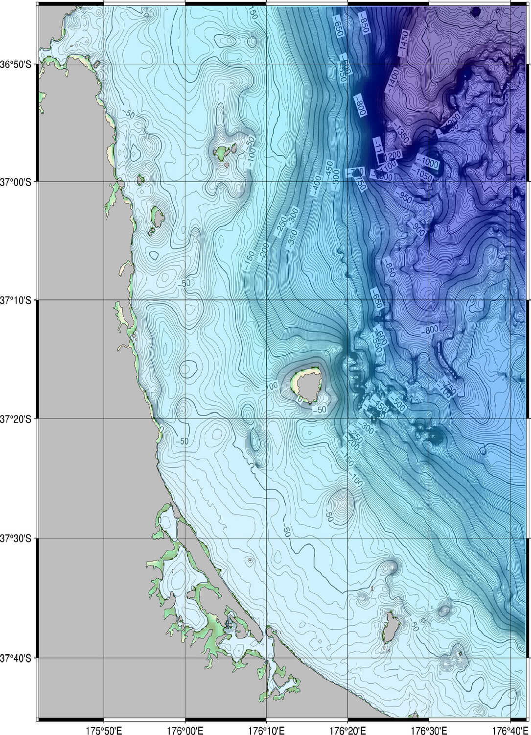 Tairua, Coromandel, New Zealand bathymetry for fishers
