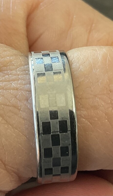 Stainless Steel Checkered Ring