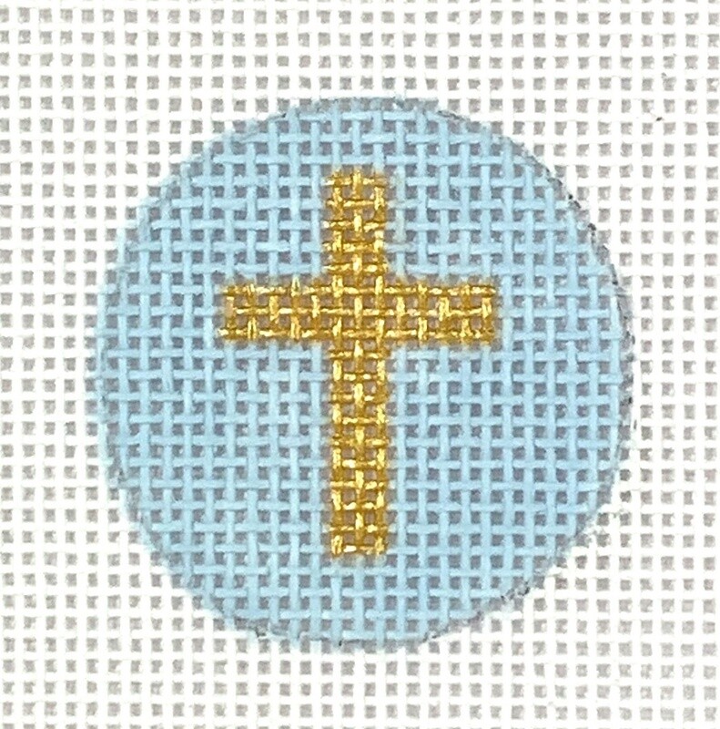 Planet Earth Key Ring Insert – Gold Cross on Sky Blue