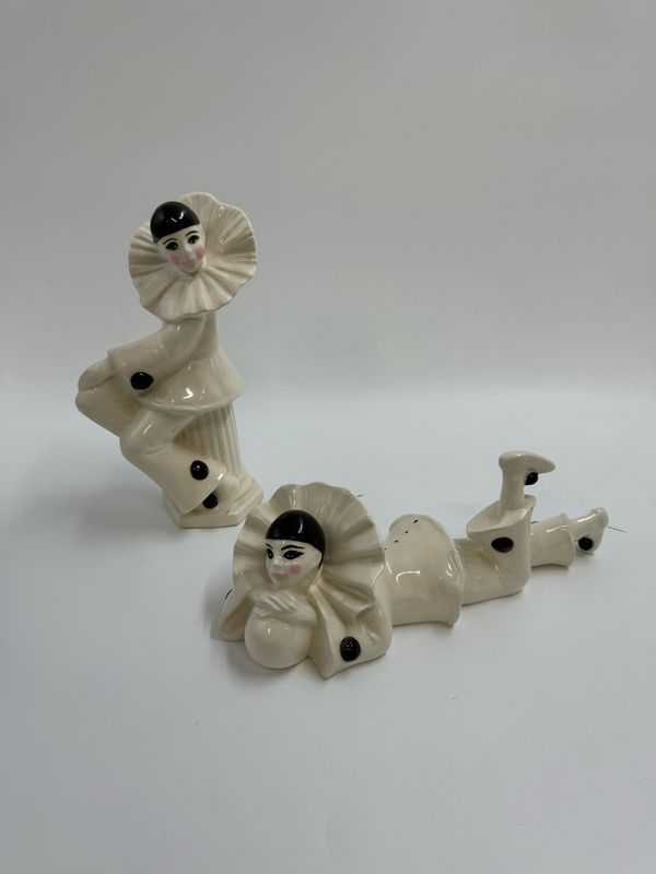 Pair of Pierrot Style Ceramic Clowns