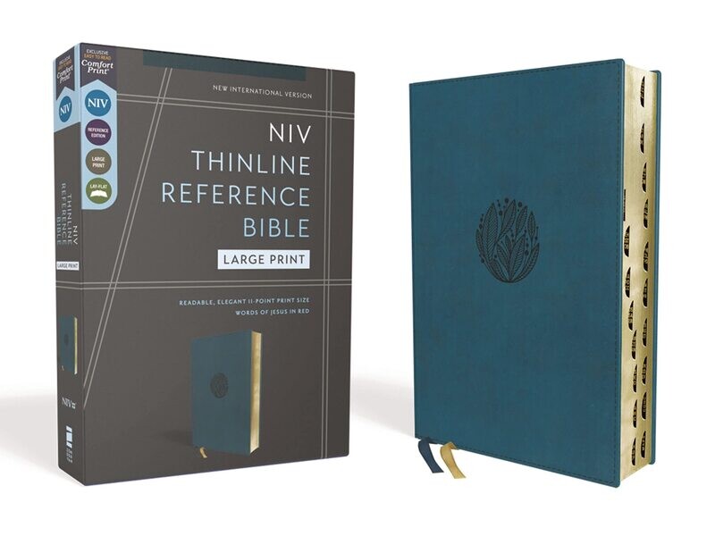 NIV, Thinline Reference Bible, Large Print, Leathersoft, Teal, Red ...