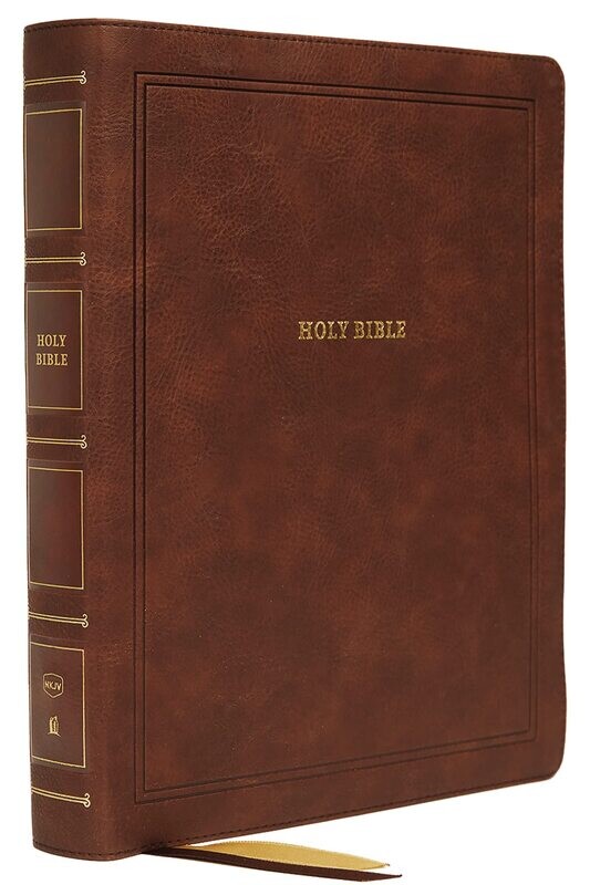 NKJV, Reference Bible, Wide Margin Large Print, Leathersoft, Brown, Red ...