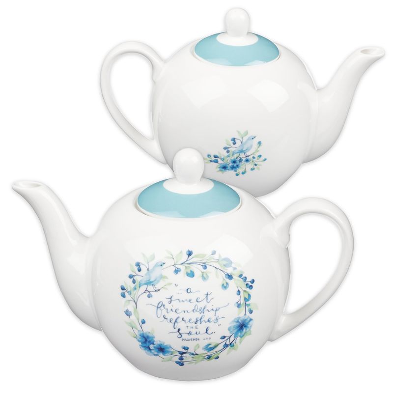Women's Ceramic Floral Teapot: Sweet Friendship - Proverbs 27:9 ...