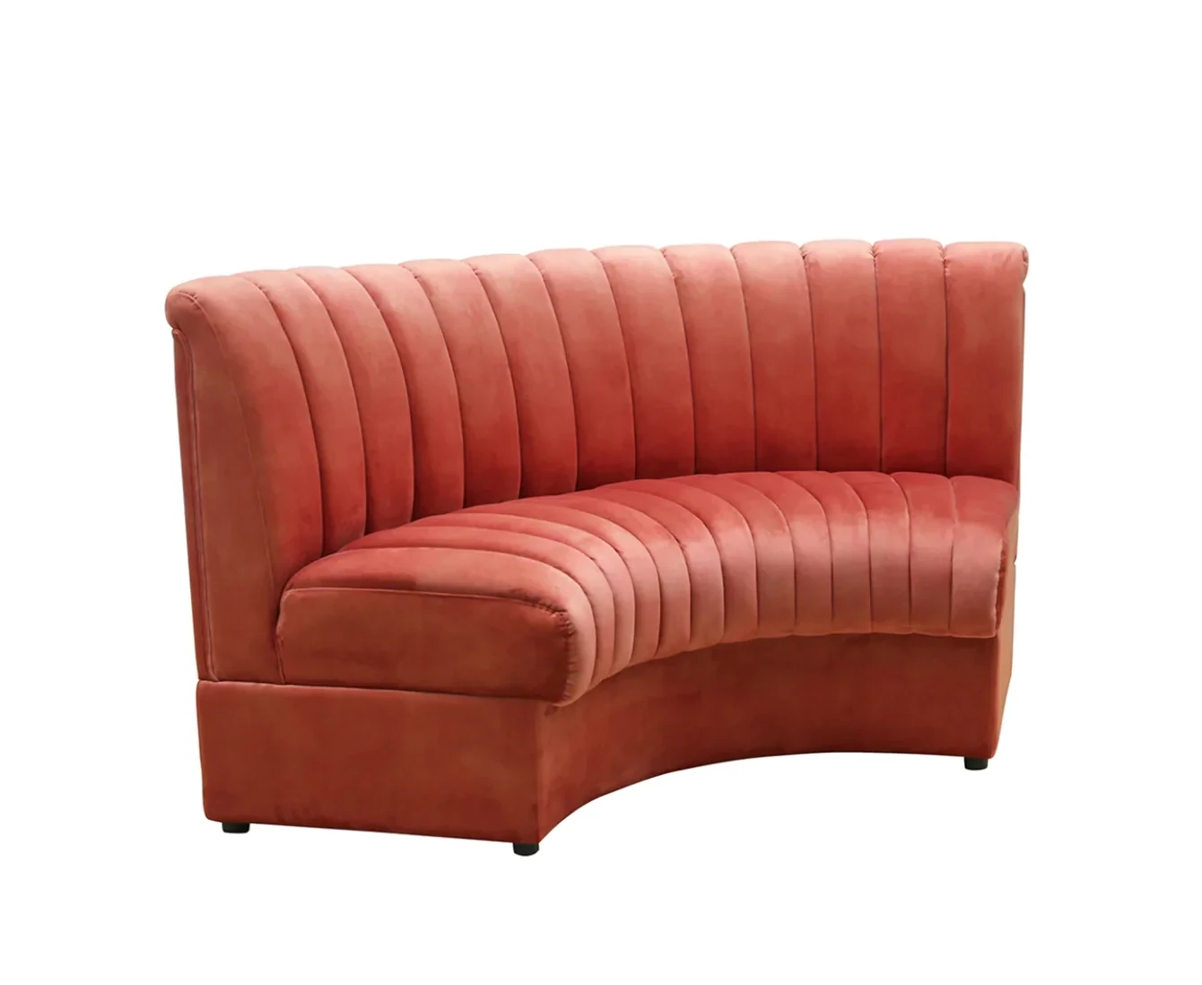 Curved Banquette Pink Velvet Sectional Seating