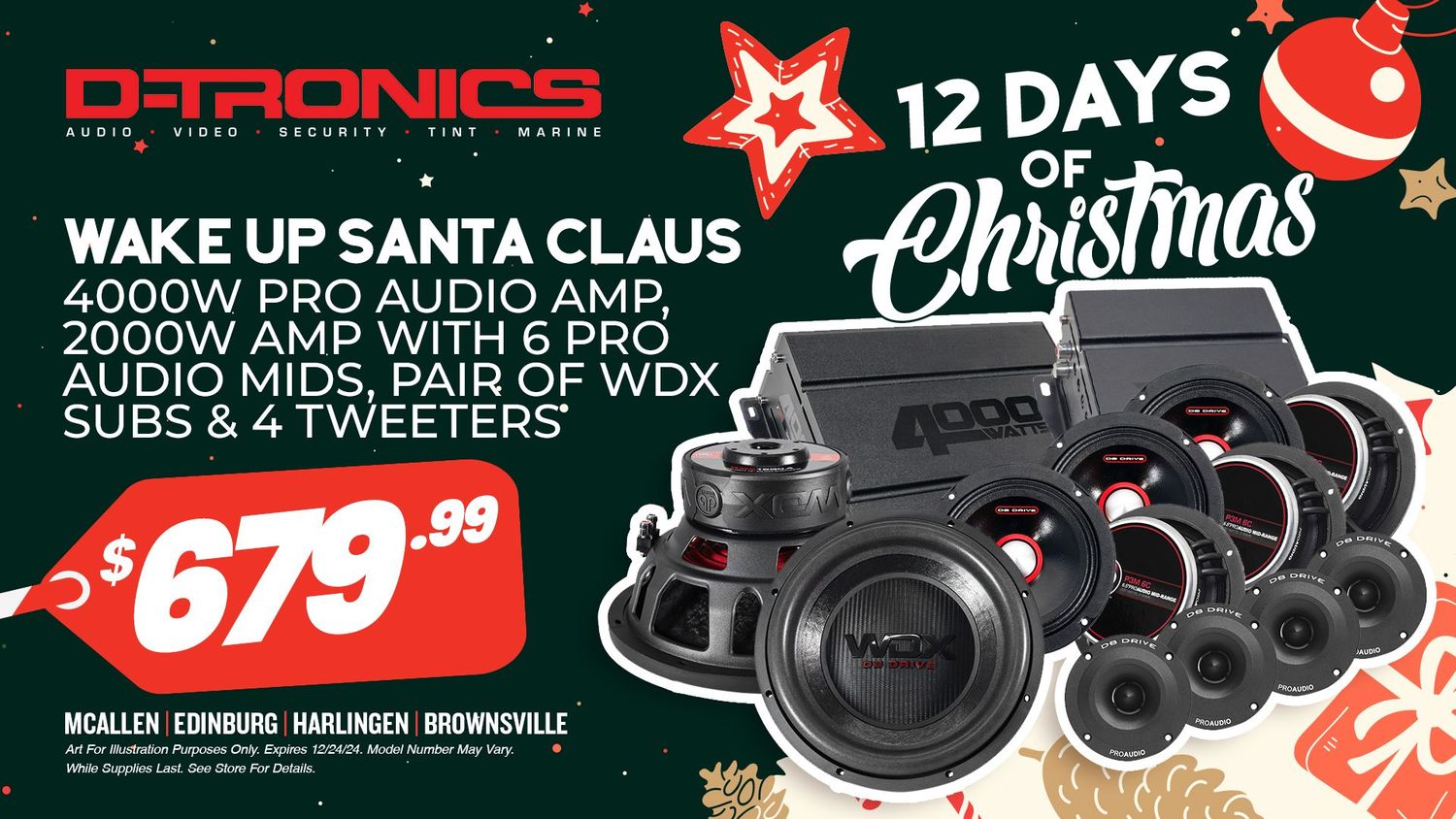 WAKE UP SANTA CLAUS PACKAGE - 4000W Pro Audio Amp, 2000W Amp with 6 Pro ...