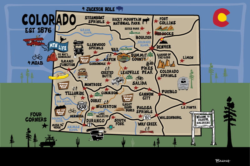 DESTINATION MAP . COLORADO | RECTANGLE MAGNET