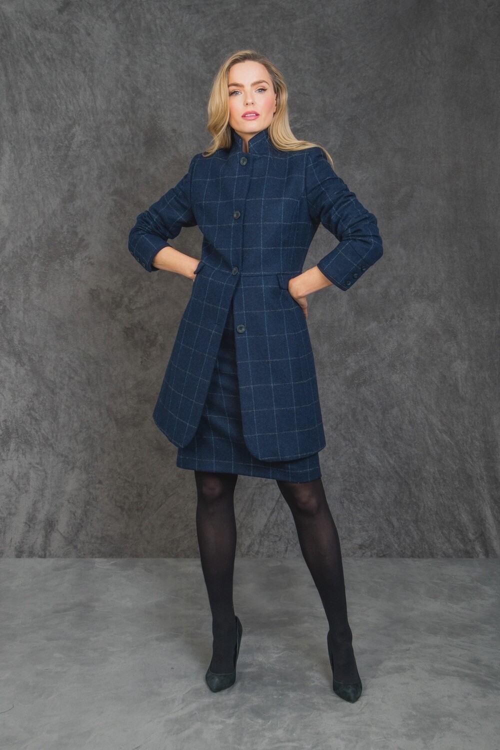 Pamela Tweed Coat - Navy Check
