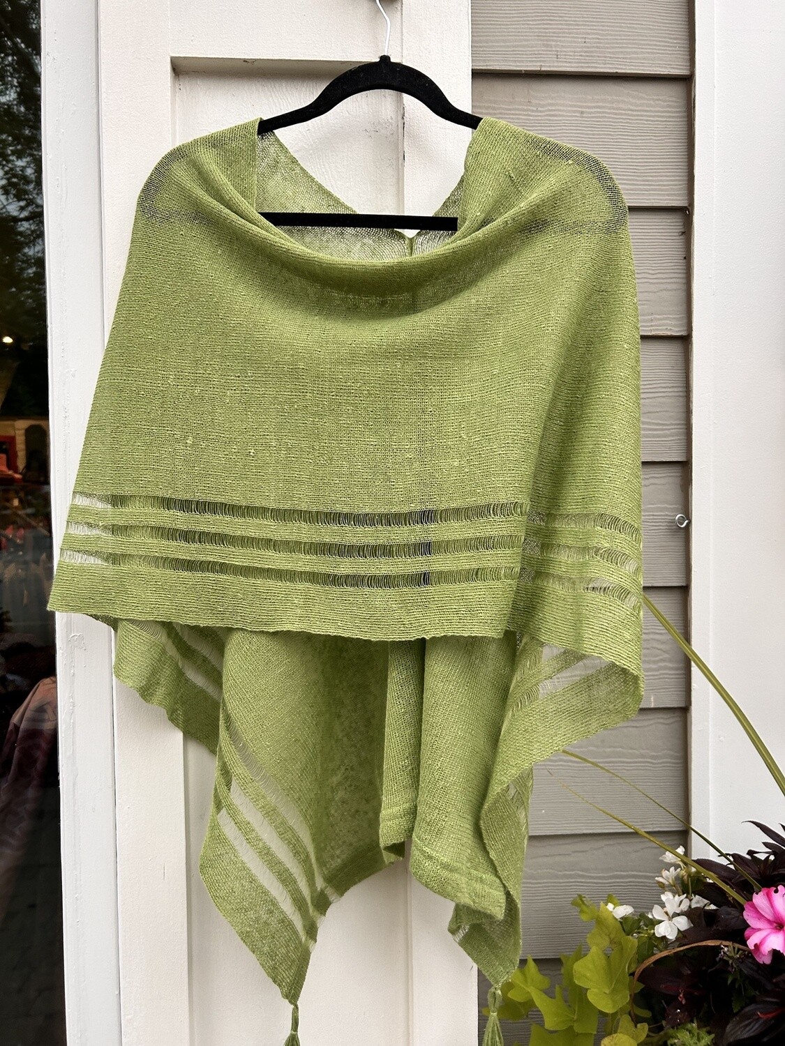 100% Linen Poncho - Sage green