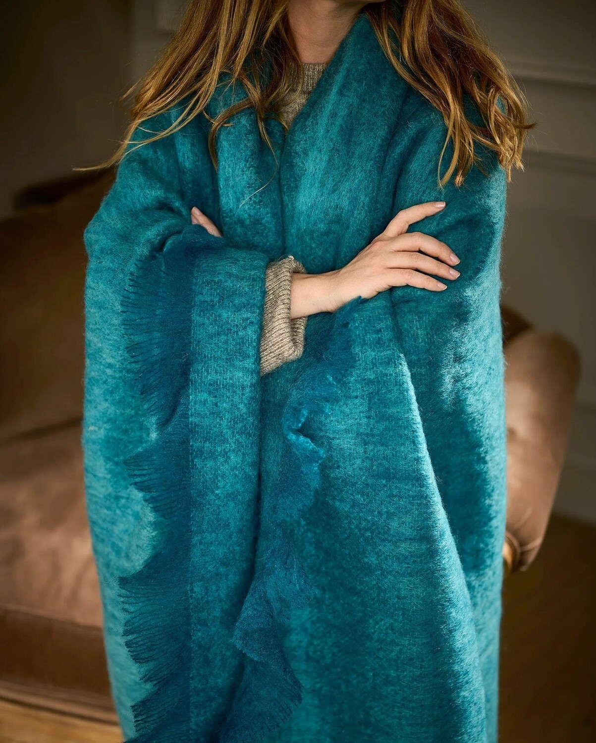 Avoca Mohair Throw - Ocean
