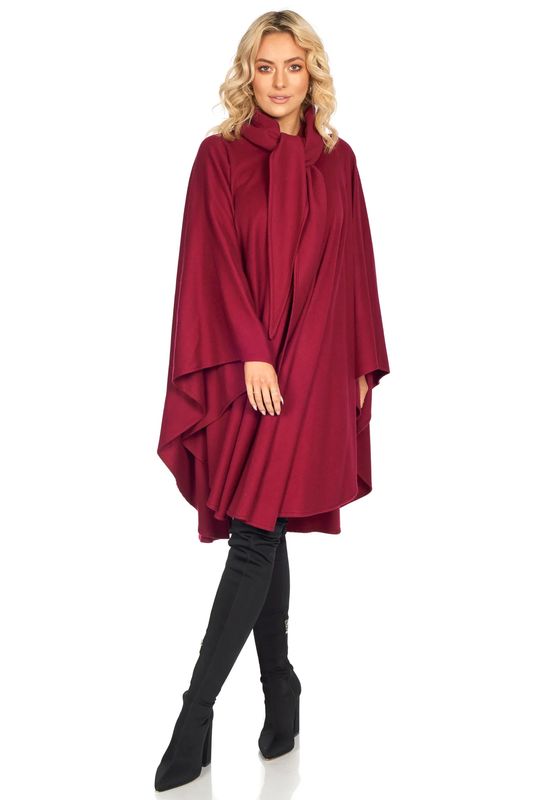 Jimmy Hourihan-Knee Length Cape in Cashmere/Wool -Cherry Red