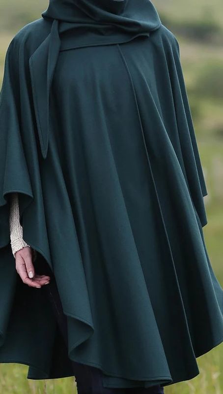 Jimmy Hourihan- Knee Length Cape in Cashmere/Wool -Bottle Green