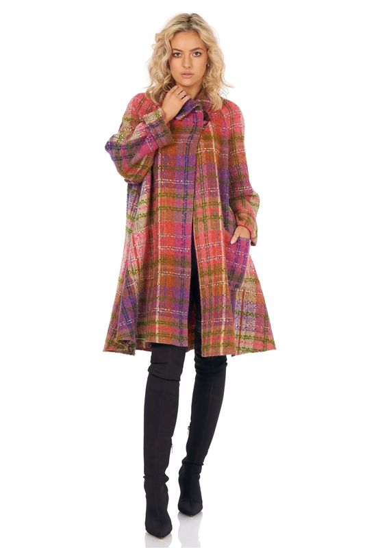 Handwoven Donegal Tweed Swing Coat - Terracotta