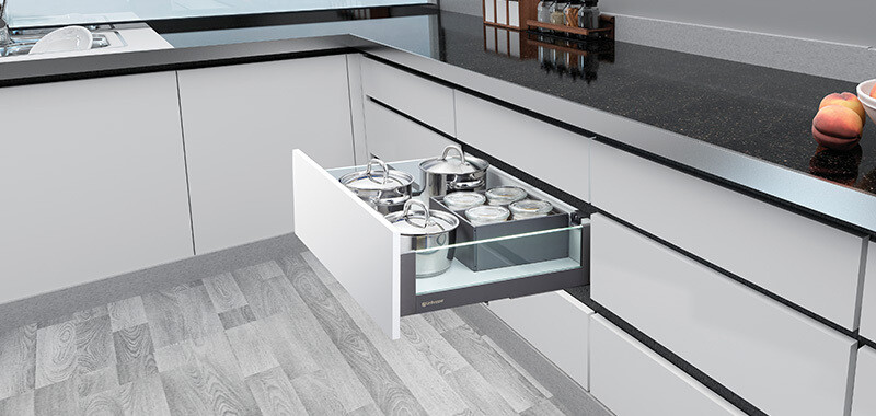 Unihopper LED Magic Box Drawers | Glass Sided with Lighting