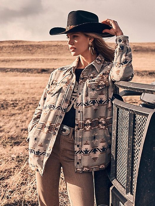 Wrangler Women's Quilt Lined Jacquard Shacket