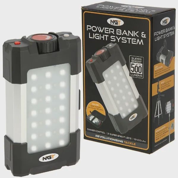 NGT 21 LED Light - 500 Lumen with USB Rechargable 10400mAh Battery and ...