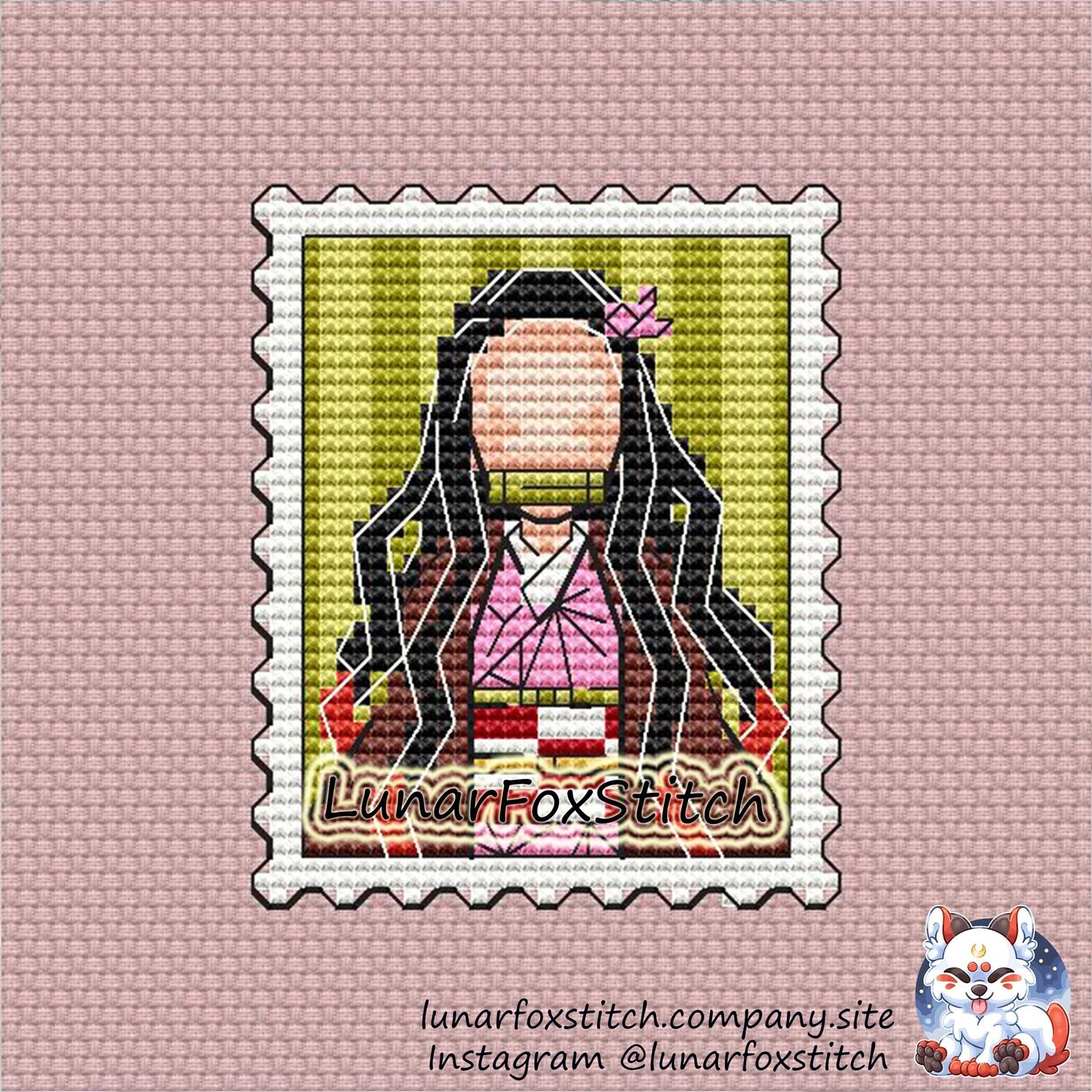 Nezuko The Demon Slayer Stamp Cross Stitch Pattern