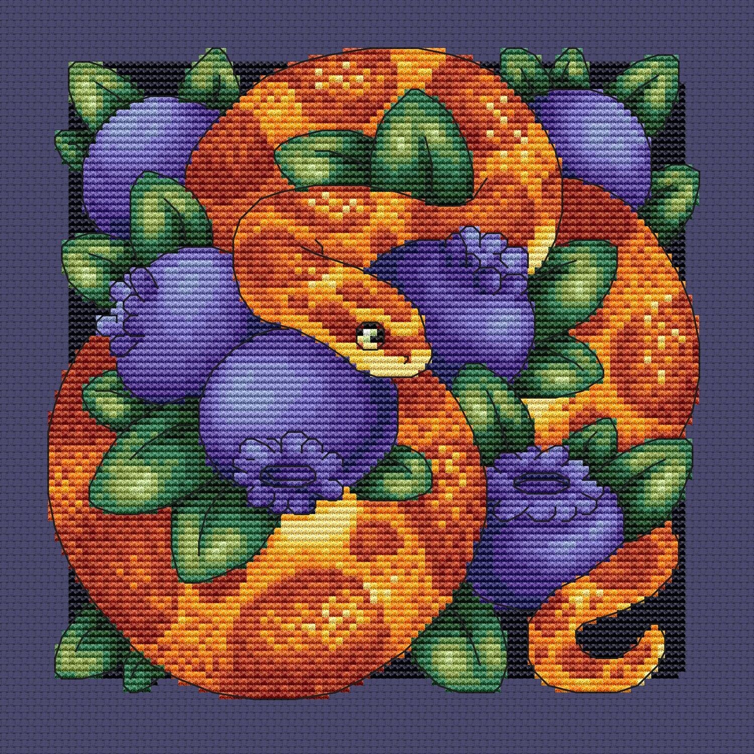 Blueberry snake cross stitch pattern